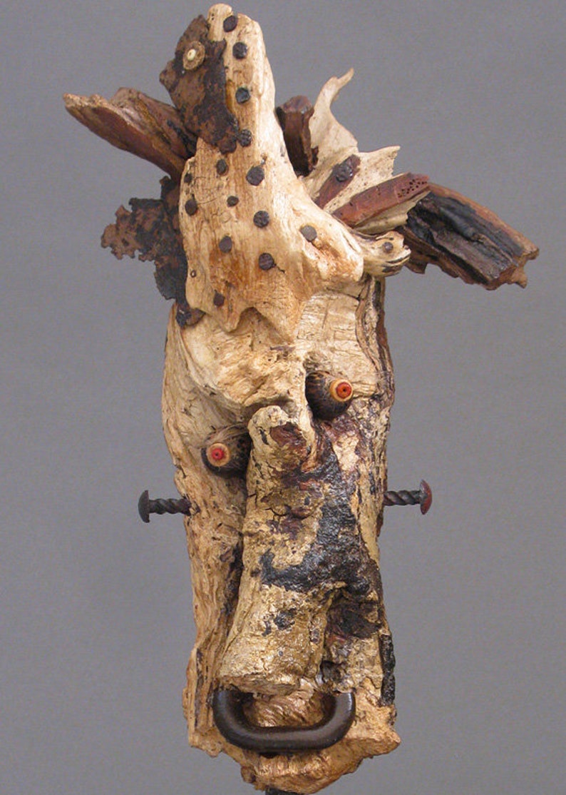 Driftwood Mask Sculpture - Remus - Etsy