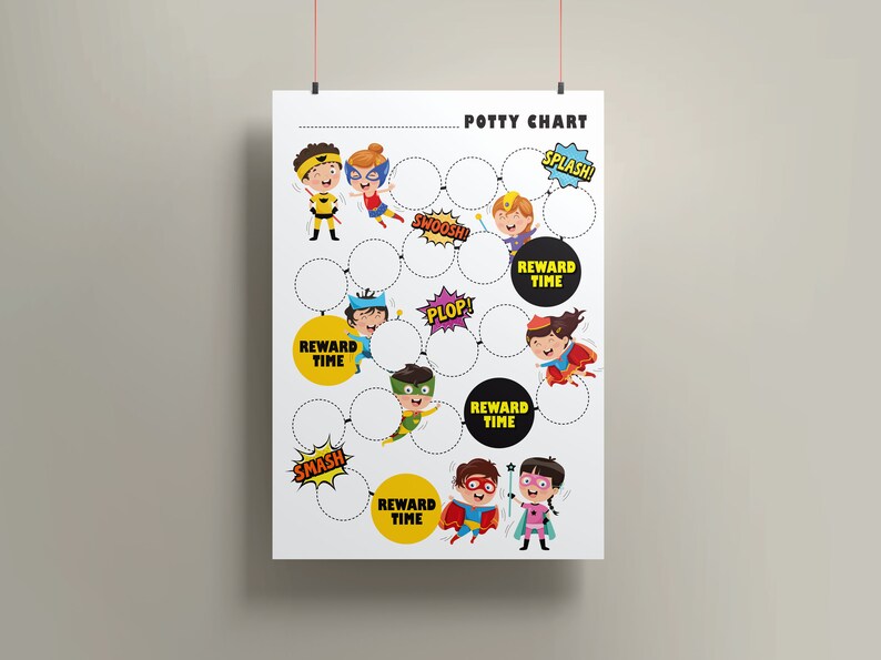 Superhero Potty Chart Printable Hero Cartoon Toilet - Etsy