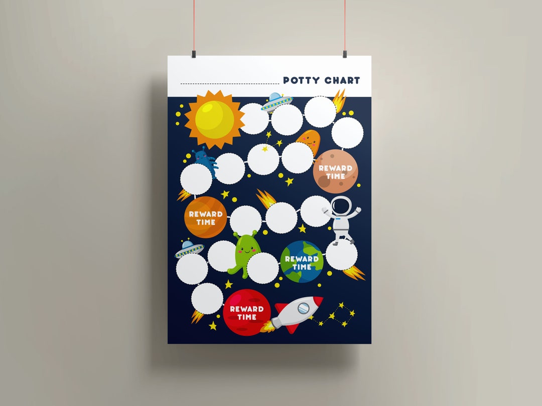 Outer Space Potty Chart, Printable, Aliens, Astronaut, Toilet Training ...