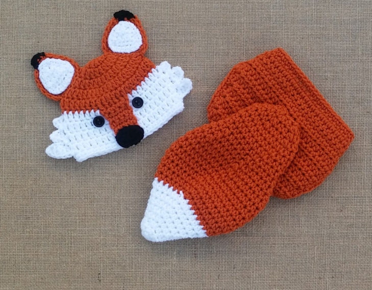 Baby Fox Hat, Crochet Fox Hat and Diaper Cover, Newborn Fox Hat, Baby ...