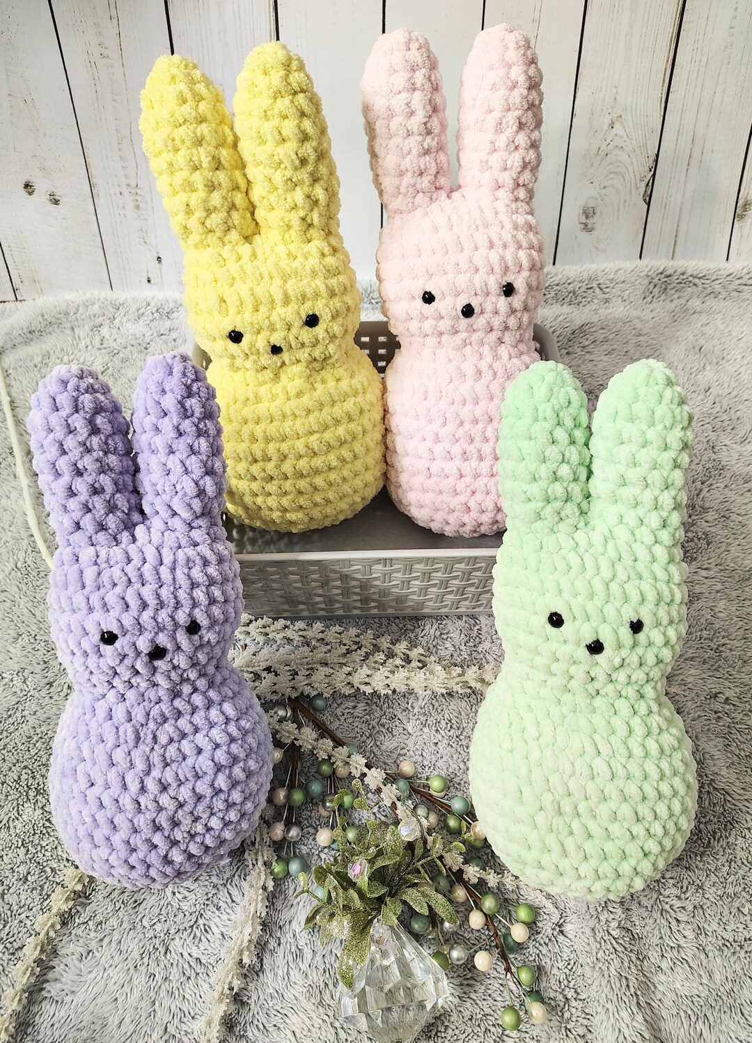 Peep Bunny, Crocheted Easter Bunnies, Easter Basket Fillers, Easter ...