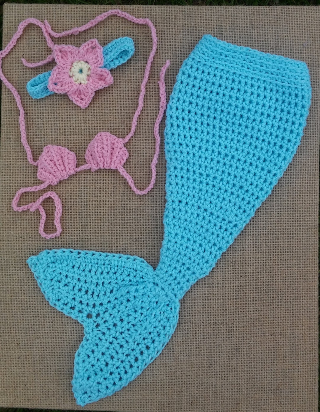 CROCHETED MERMAID Tail Outfit Newborn Mermaid Set Photo Prop Baby Blue ...
