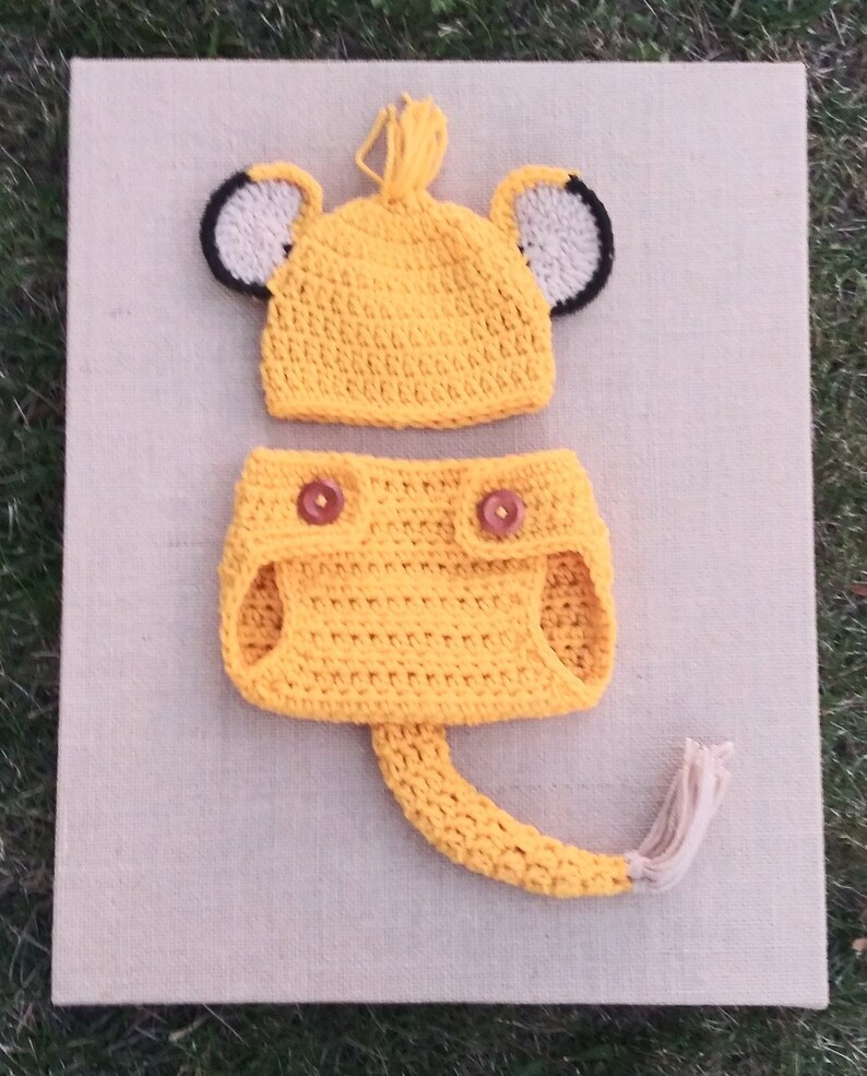 Lion Hat and Diaper Cover Set, Simba Baby Crochet Outfit, the Lion King ...
