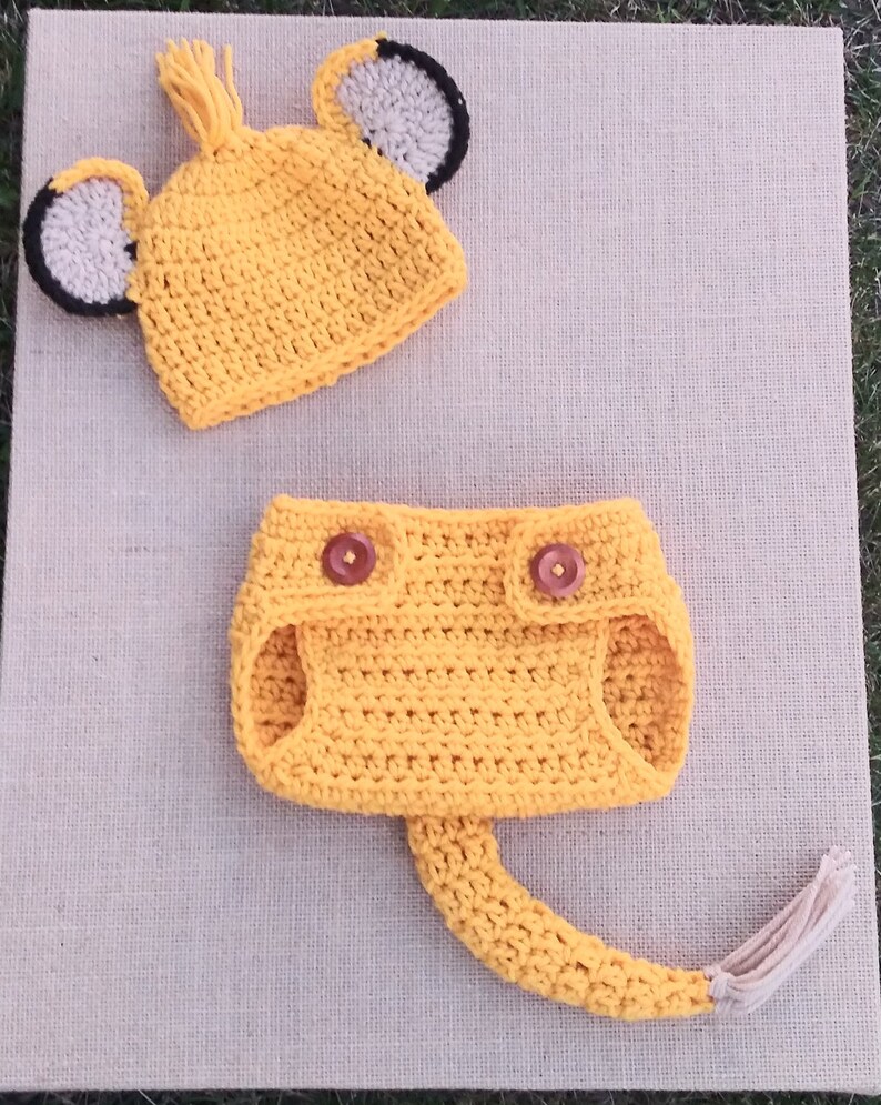 Lion Hat and Diaper Cover Set, Simba Baby Crochet Outfit, the Lion King ...