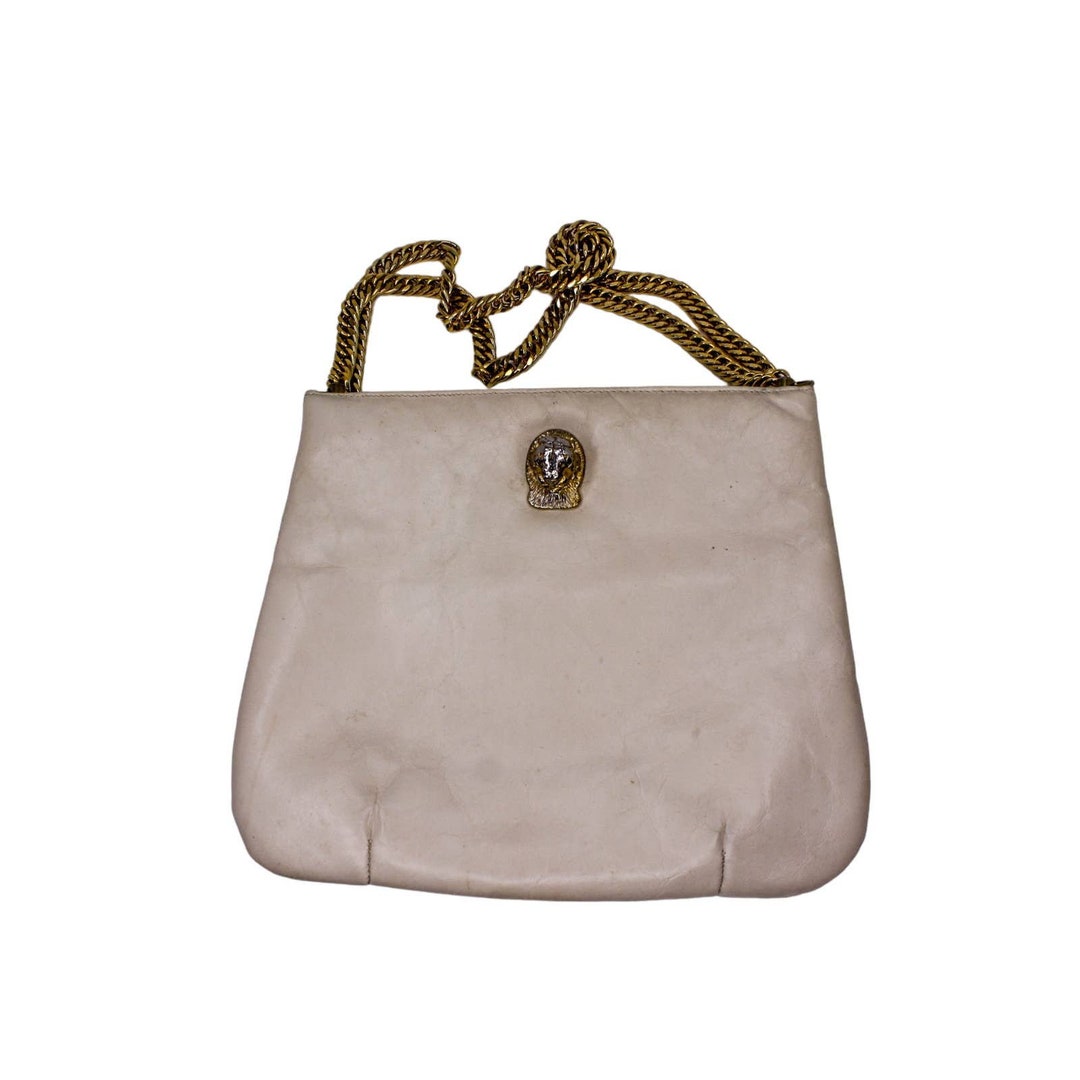 Vintage Ruth Saltz Purse Shoulder Bag Cream White Leather Lionhead ...