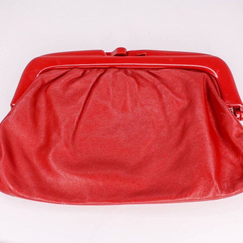 Red Leather Clutch - Etsy
