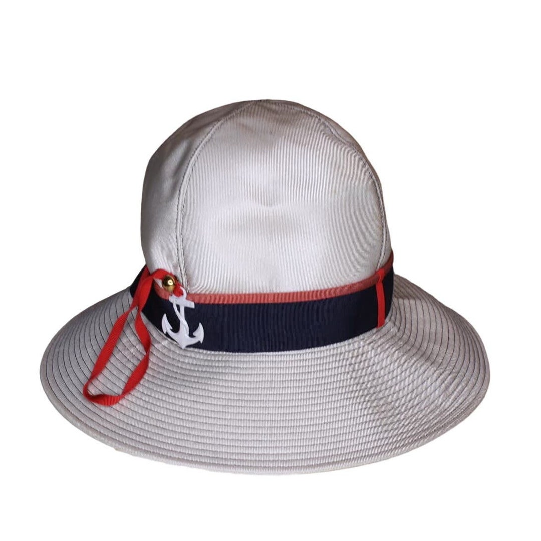 Vintage Kurt Jr by Tom Hann Nautical Bucket Hat Sun Hat Anchor Cream ...