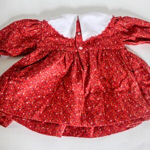 Vintage Rosey Kids Dress and Bloomers Set 3M Red Flowers Smocked White ...