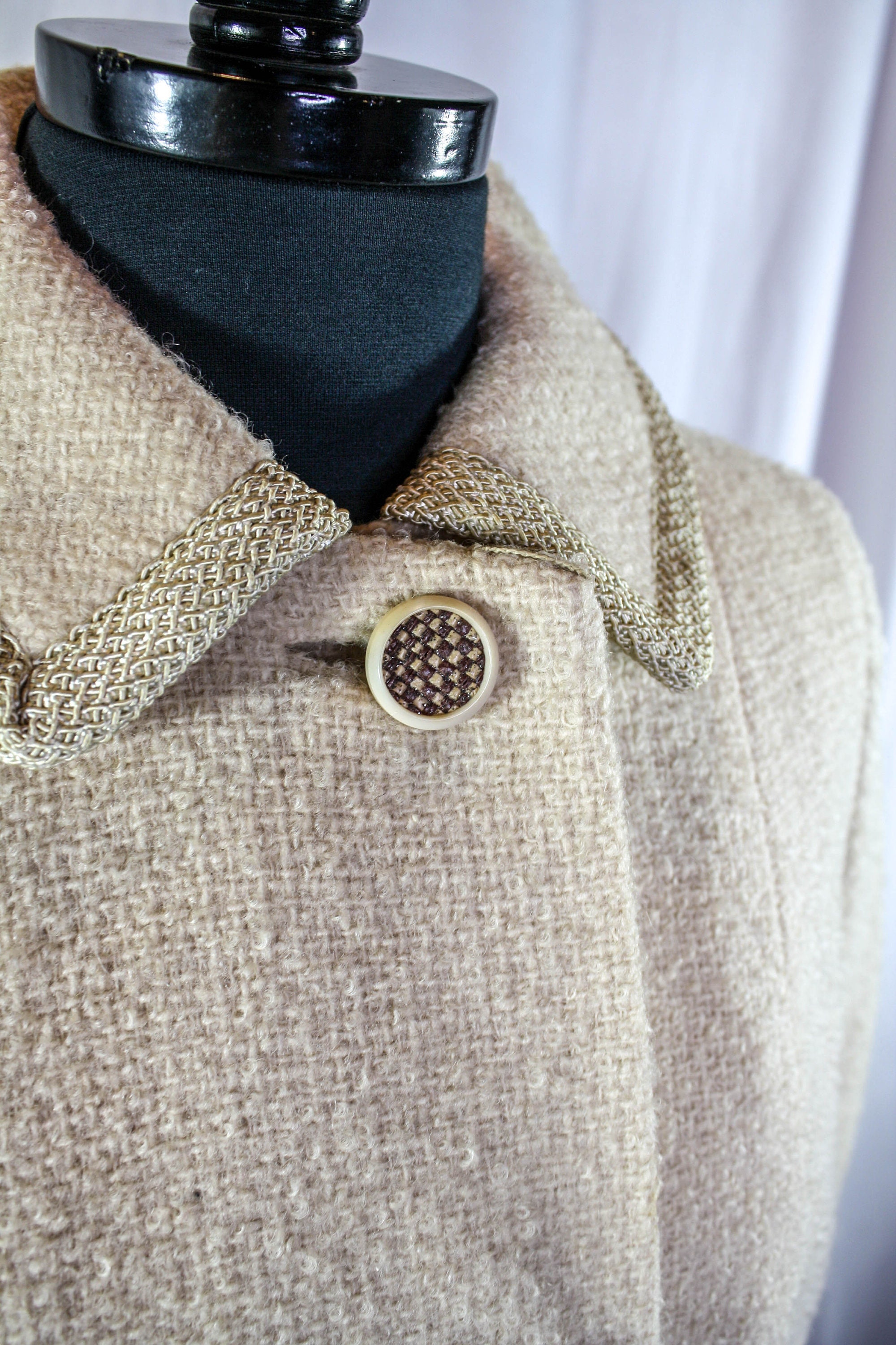 Vintage 60s Wool Coat Tar Shire Cream White Beige Coat Vintage 60s Wool Coat Tar Shire Cream White Beige Coat