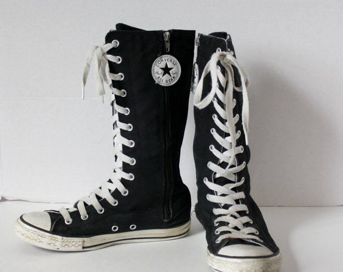 Vintage Knee High Black Converse All Star High Tops Size Junior 3 - Etsy