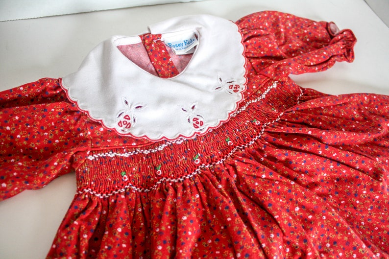 Vintage Rosey Kids Dress and Bloomers Set 3M Red Flowers - Etsy