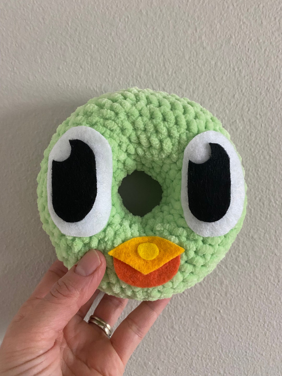 Duo Crochet Donut Plushie-green Bird-lingo-foreign Language ...