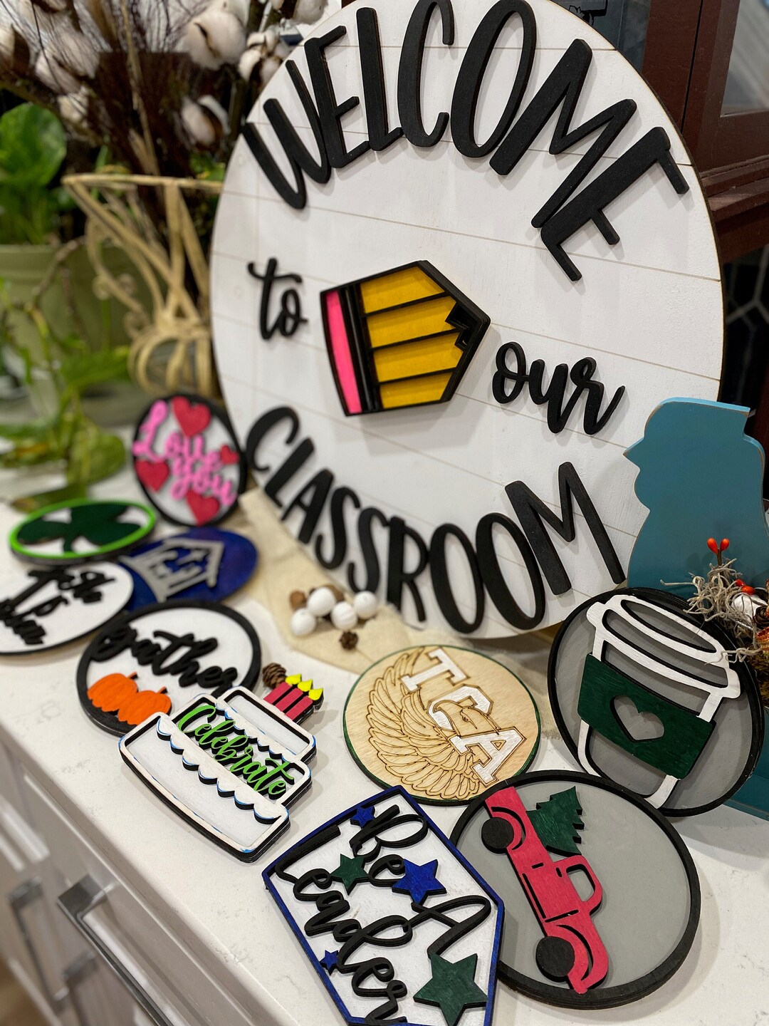 Interchangeable Personalized Classroom Door Sign, Teacher Gift, Back to ...