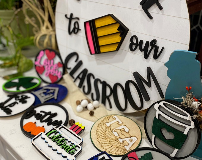 Interchangeable Personalized Classroom Door Sign, Teacher Gift, Back to ...