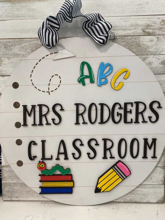 Personalized Classroom Door Sign Teacher Door Hanger Teacher - Etsy