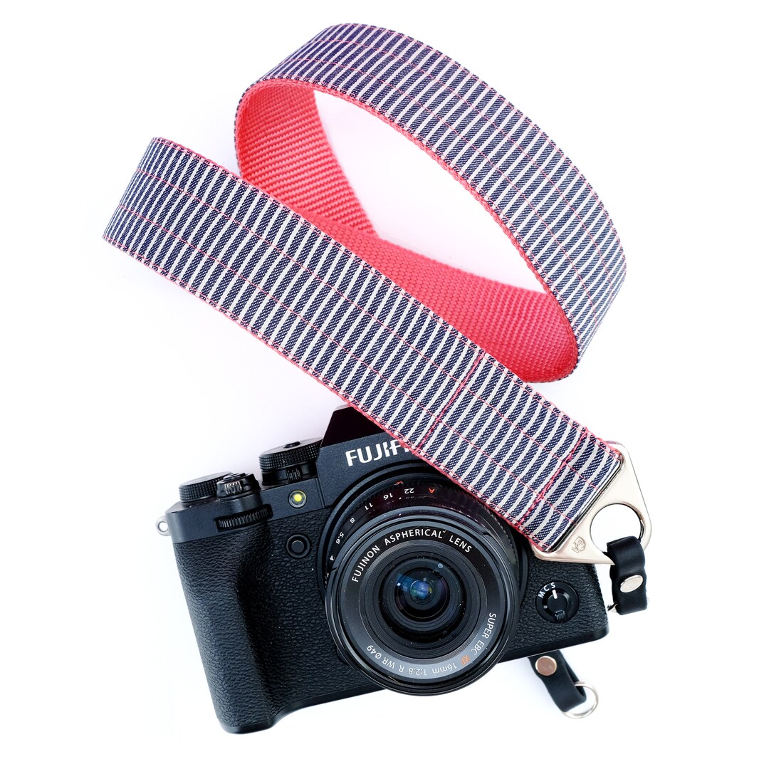 Camera Strap in Denim Railroad Pattern | 1.5 / 1" Inch Wide Upsale ...