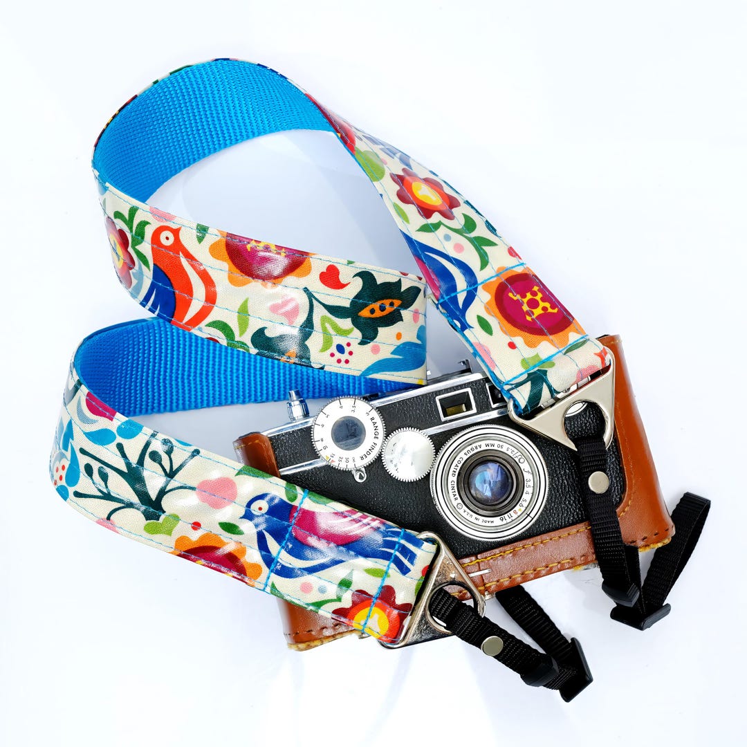 Folksy Laminated Camera Strap | FRIDA Print | 1.5 / 1 Inch Wide | DSLR ...