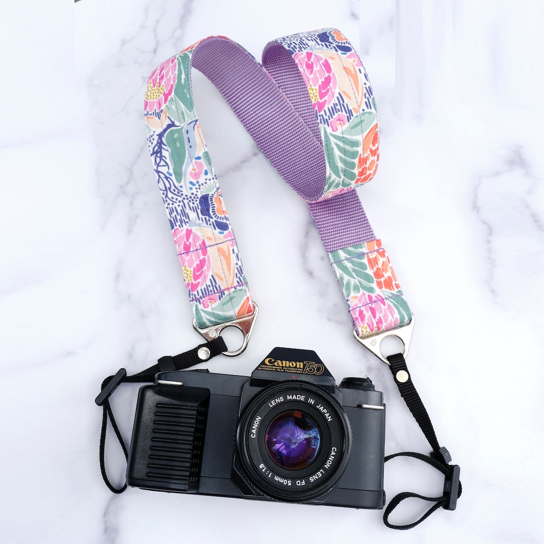 Custom Canvas Camera Strap | 1.5" / 1 " Wide | Feminine Floral Camera ...