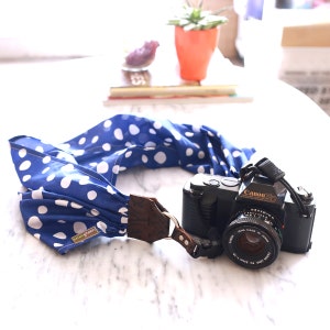 Blue Polka Dot Scarf Camera Strap With Quick Change Buckles -- the ...