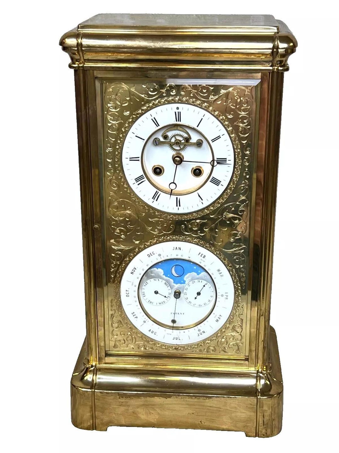 Rare Calendar Clock Double Dial Bell Strike L Marti France Running ...