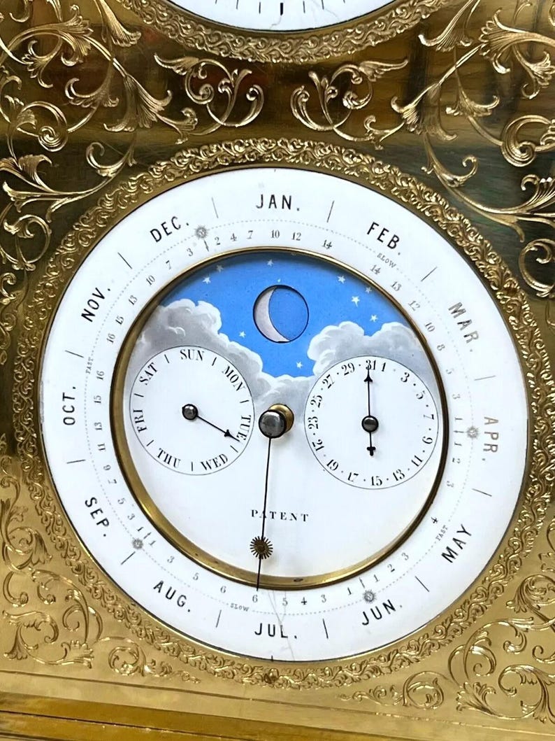 Rare Calendar Clock Double Dial Bell Strike L Marti France Running ...