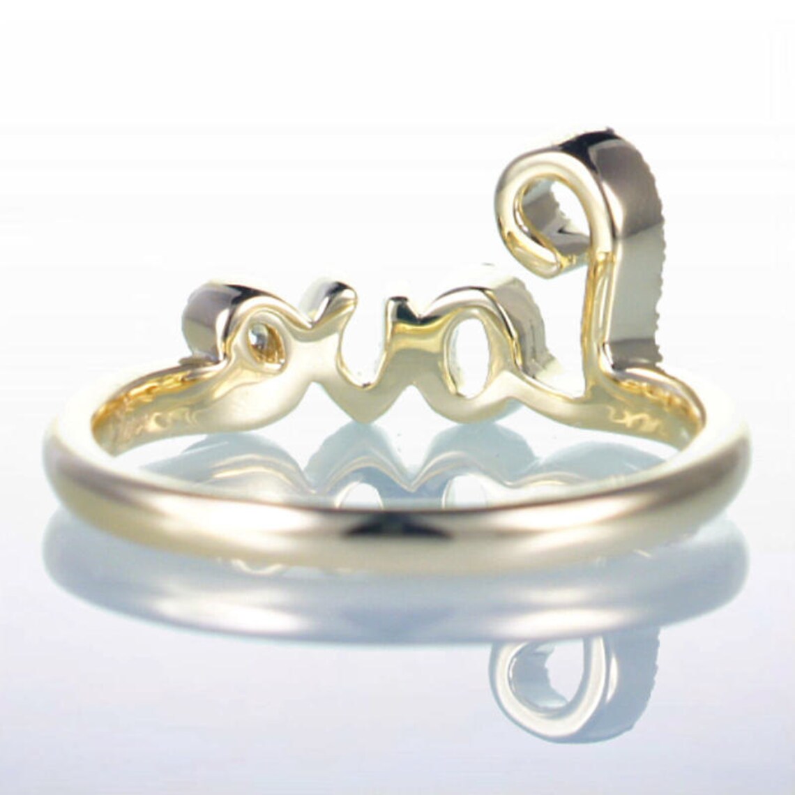 Yellow Gold Diamond LOVE Ring | Etsy