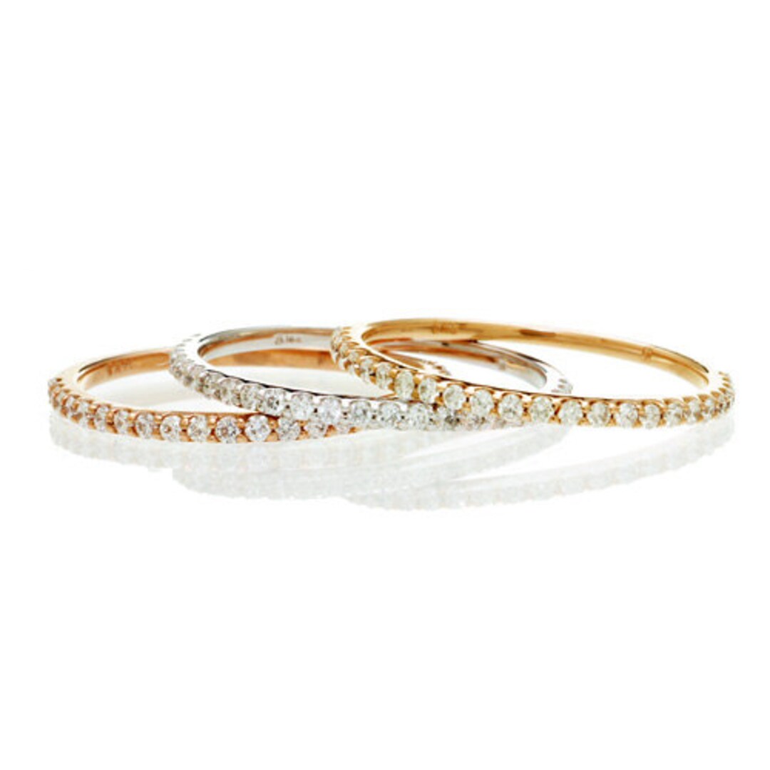 14 Karat Gold Diamond Stackable Band - Etsy