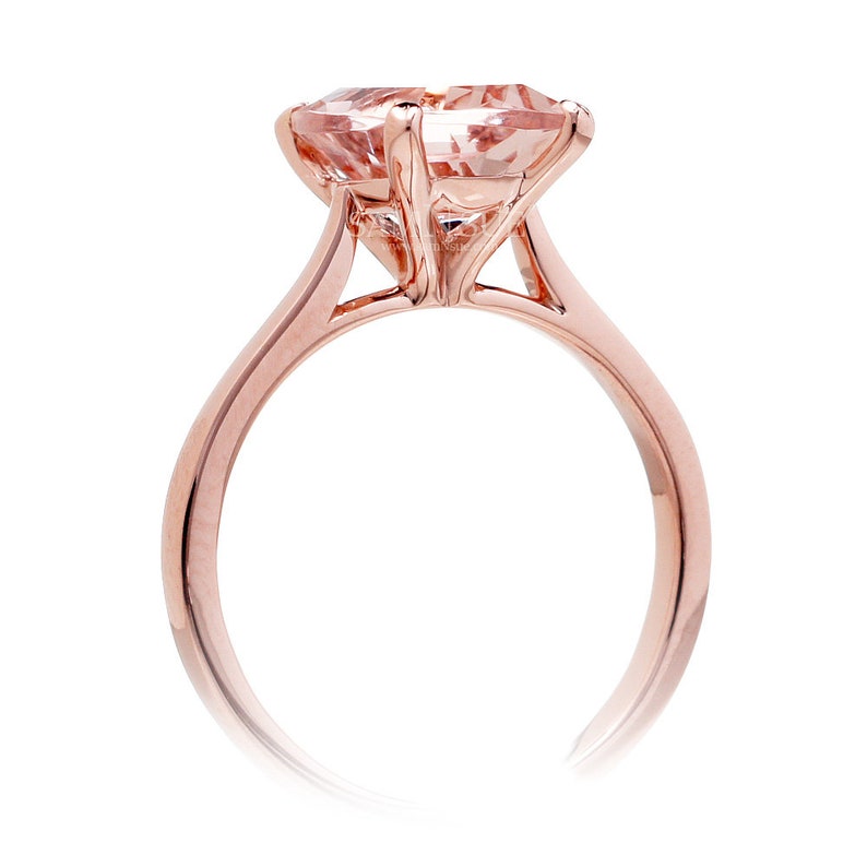 Rose Gold 9x7 Mm Cushion Cut Morganite Solitaire Engagement Etsy