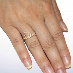 Yellow Gold Diamond LOVE Ring - Etsy