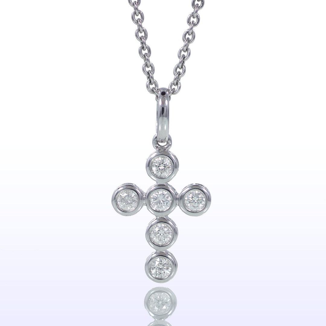 Bezel Set Diamond Cross Pendant - Etsy