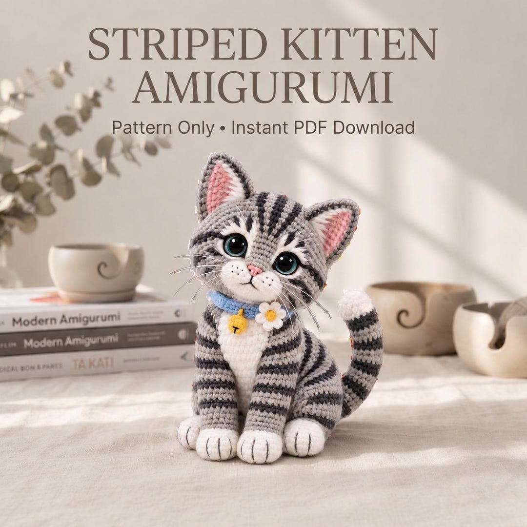 Crochet Kitten Kitten Plush Pattern Crochet Cat Gift Cat Crochet Beanie ...