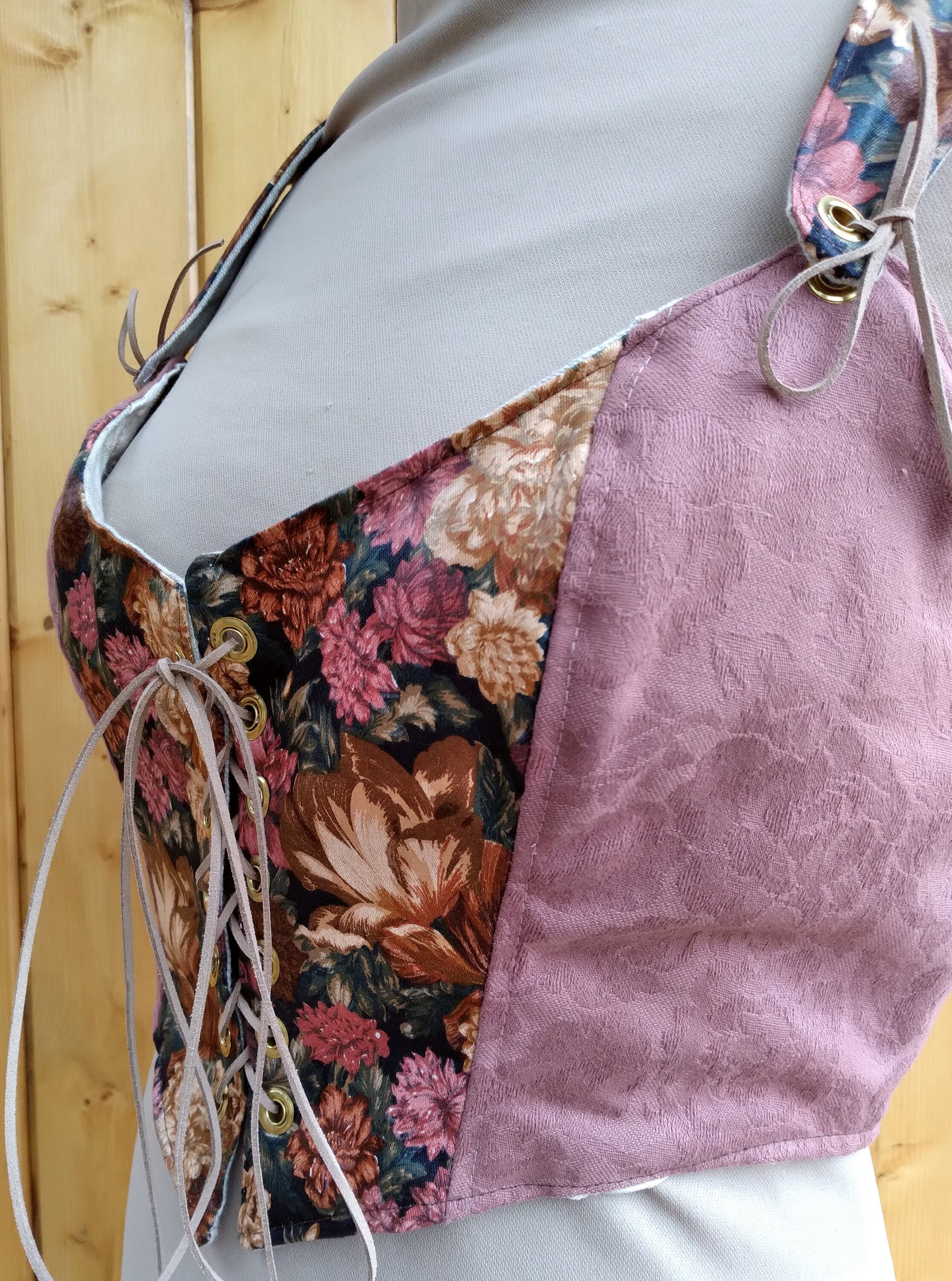 Floral Corset Bodice Bustier Vest Two in One Reversible | Etsy