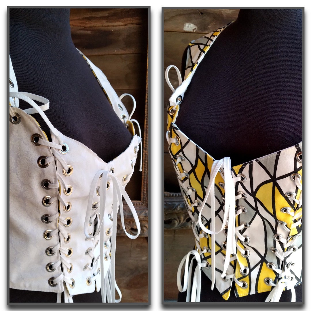 Black, Silver, Yellow Stained Glass Corset, Adjustable Sizes 10-14 ...