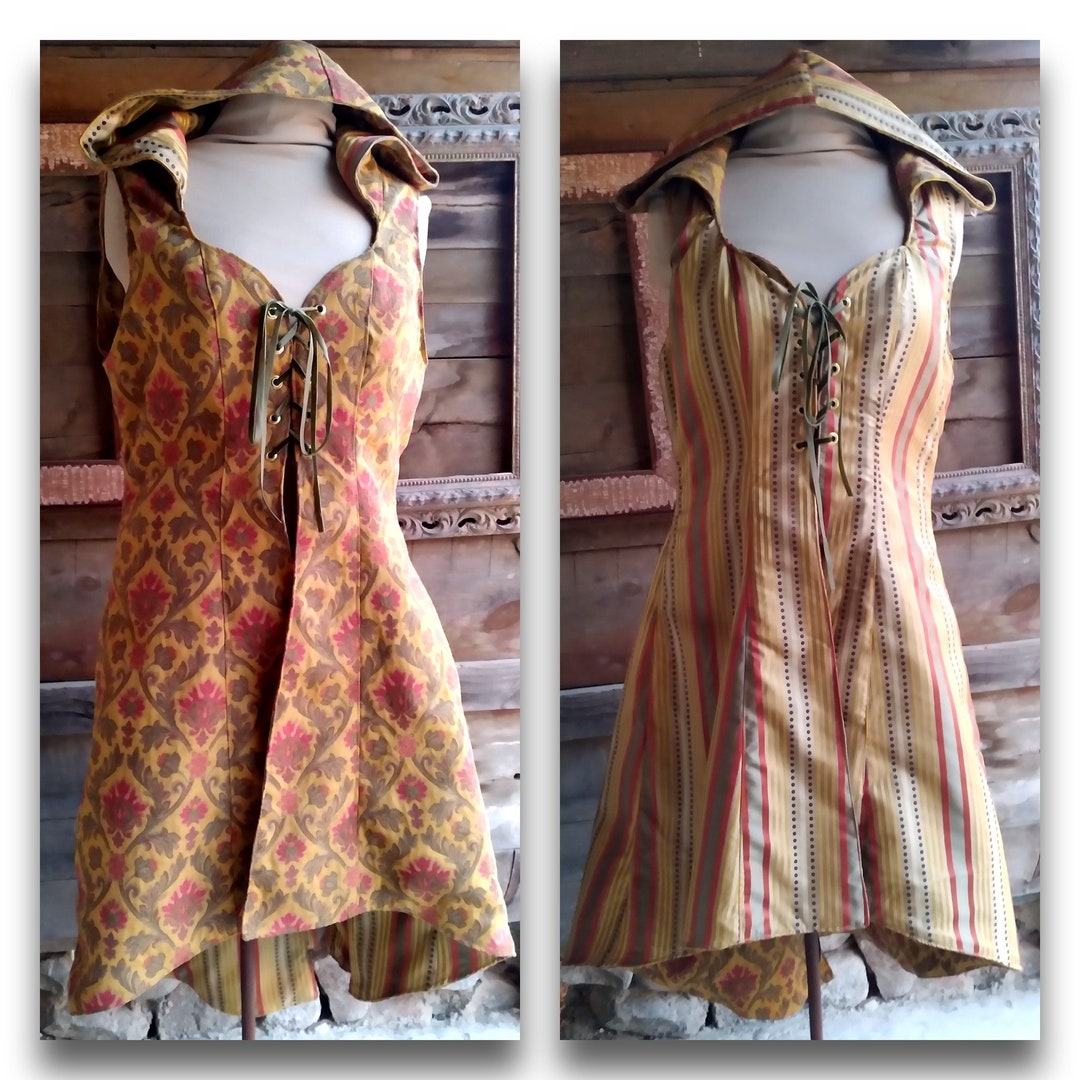 Striped Huntress Coat, Form Fitted, Reversible, Classic Renaissance ...