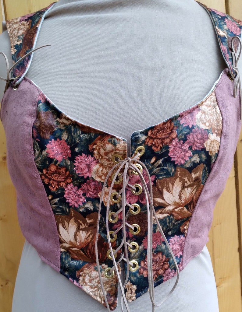 Floral Corset Bodice Bustier Vest Two in One Reversible | Etsy