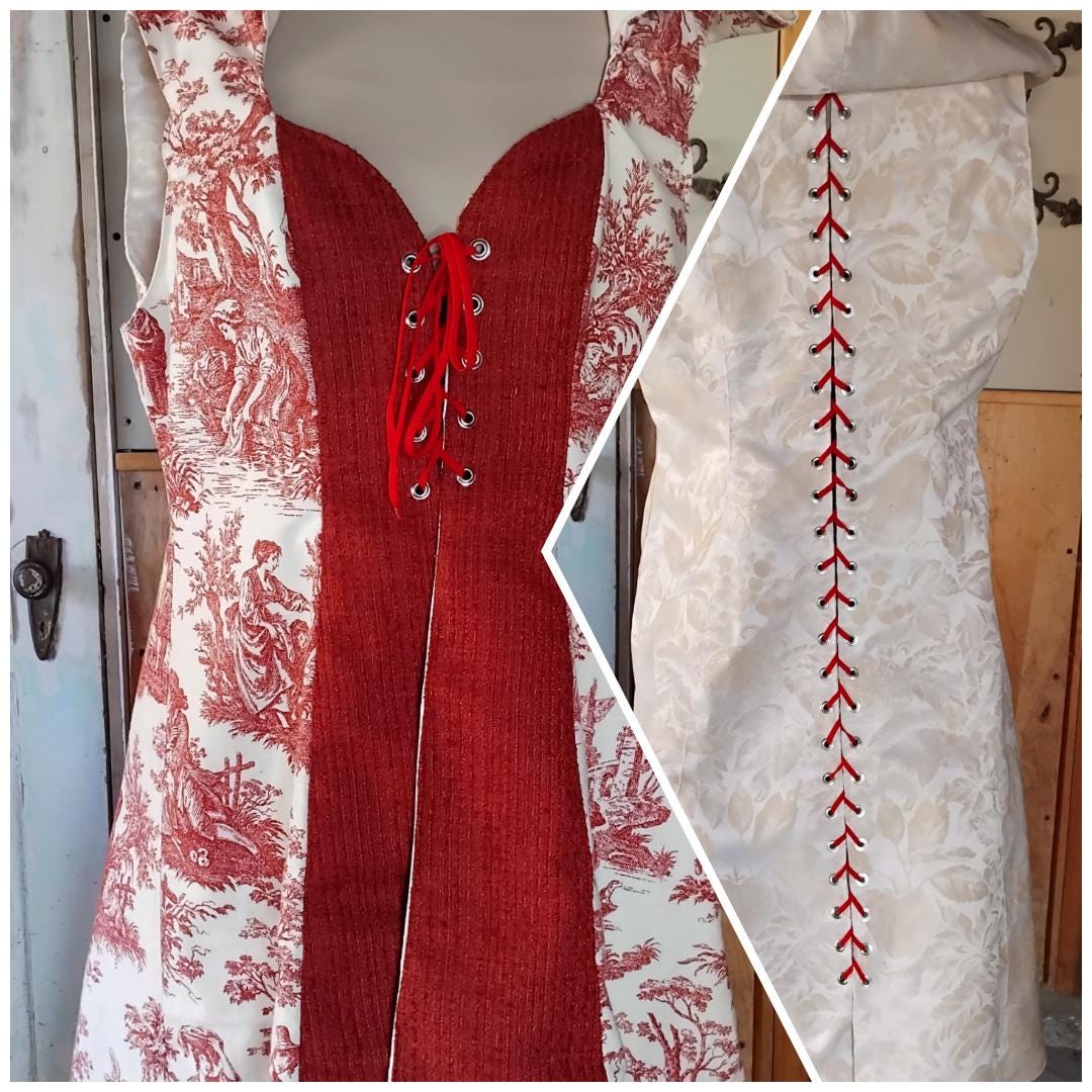 Huntress Coat, Red Toile, Form Fitted, Reversible, Renaissance Coat ...