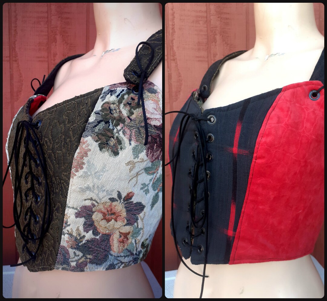 Corset/bodice/bustier/vest/ Two in One, Reversible, Renaissance/boho ...