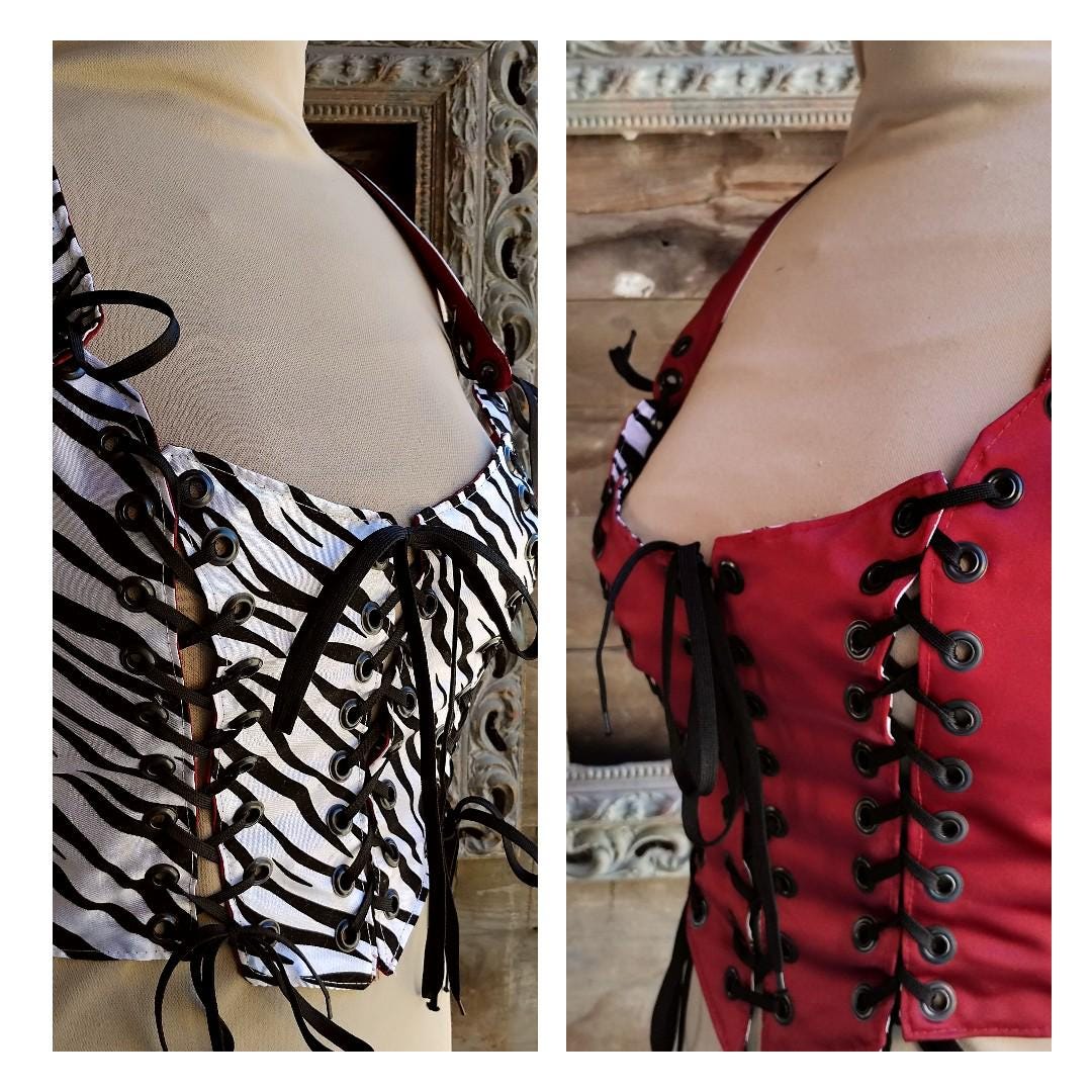 Zebra and Red Corset, Bodice, Reversible 8 in 1 - Etsy