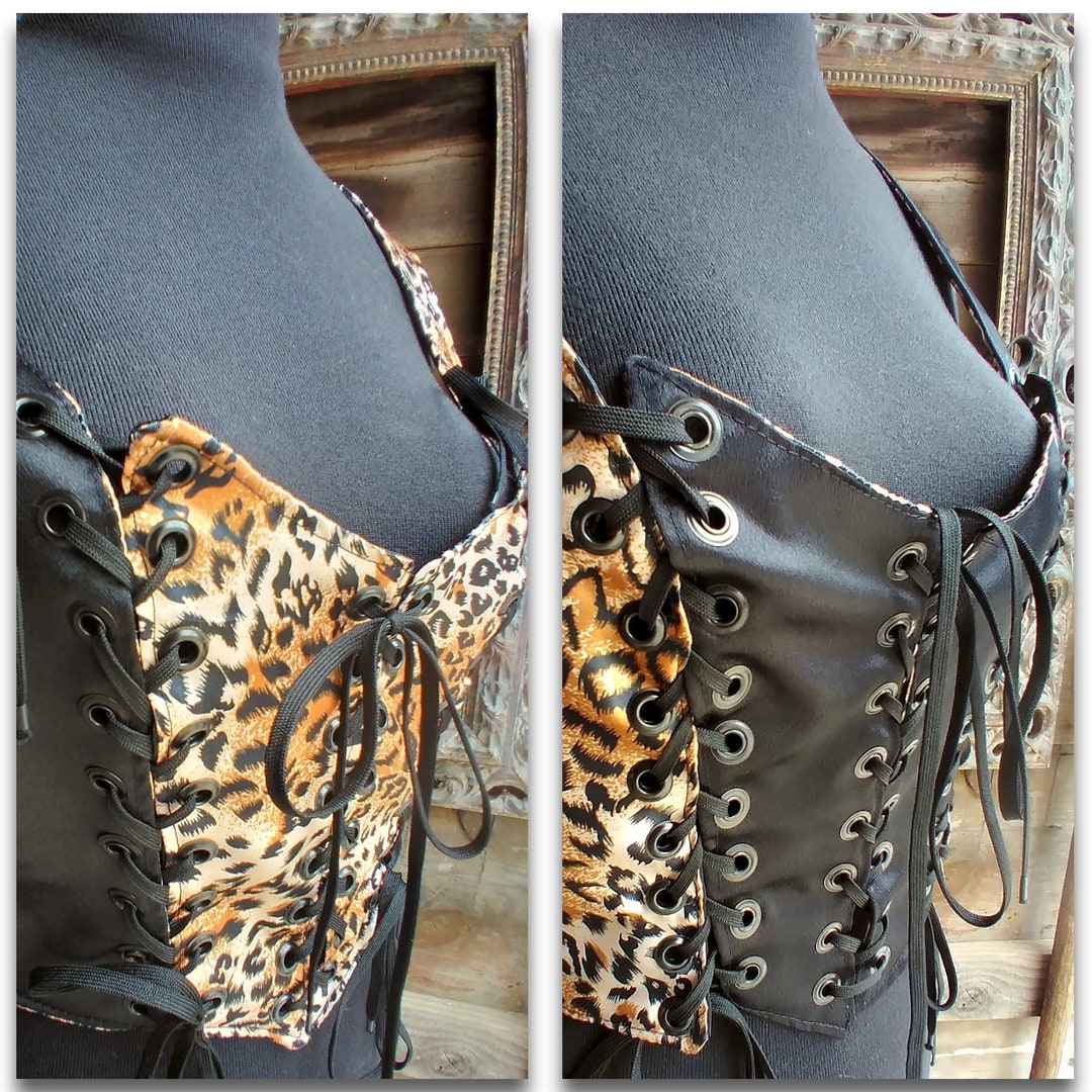 Cheetah Corset, Bodice, Bustier, Vest, Reversible, Renaissance Boho ...