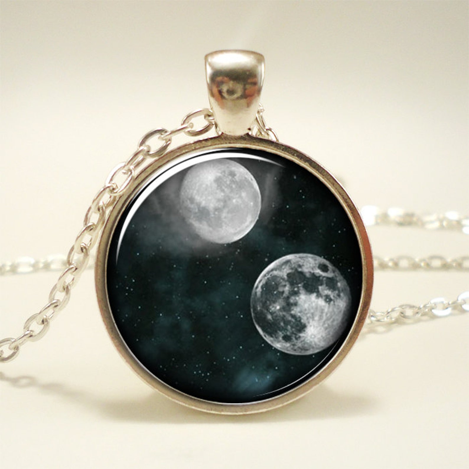 Full Moon Necklace Cosmic Space Jewelry Galaxy Pendant - Etsy