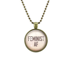 Feminist AF Necklace, Womens March Feminism Jewelry, Girl Power Gender ...
