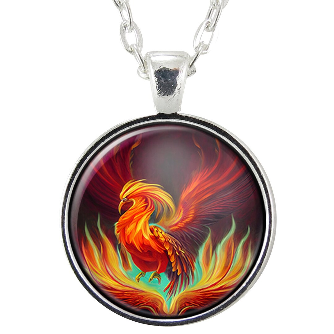 Fire Phoenix Bird Pendant Necklace, Mythology Gifts, Folklore Art ...