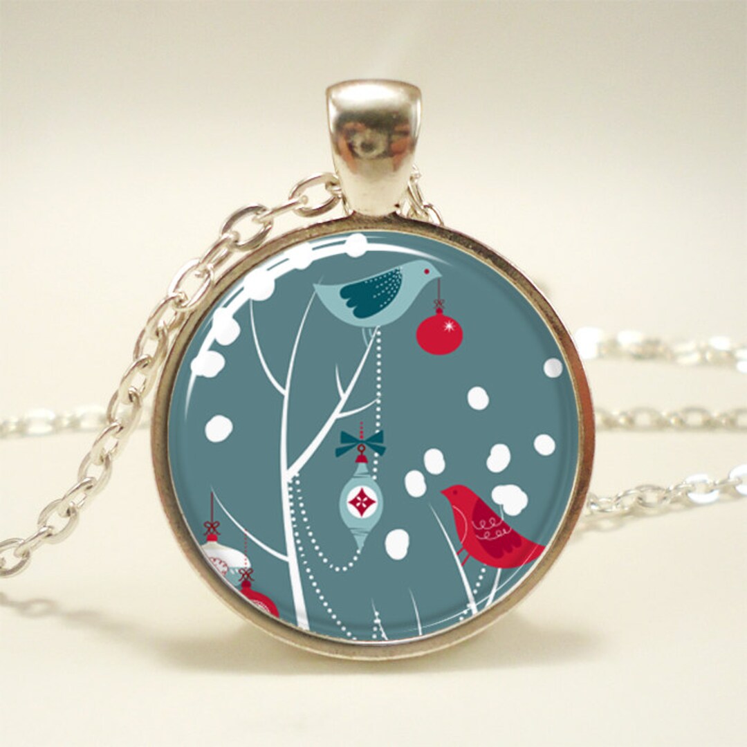 Bird Christmas Necklace, Xmas Hostess Gift, Festive Holiday Jewelry ...