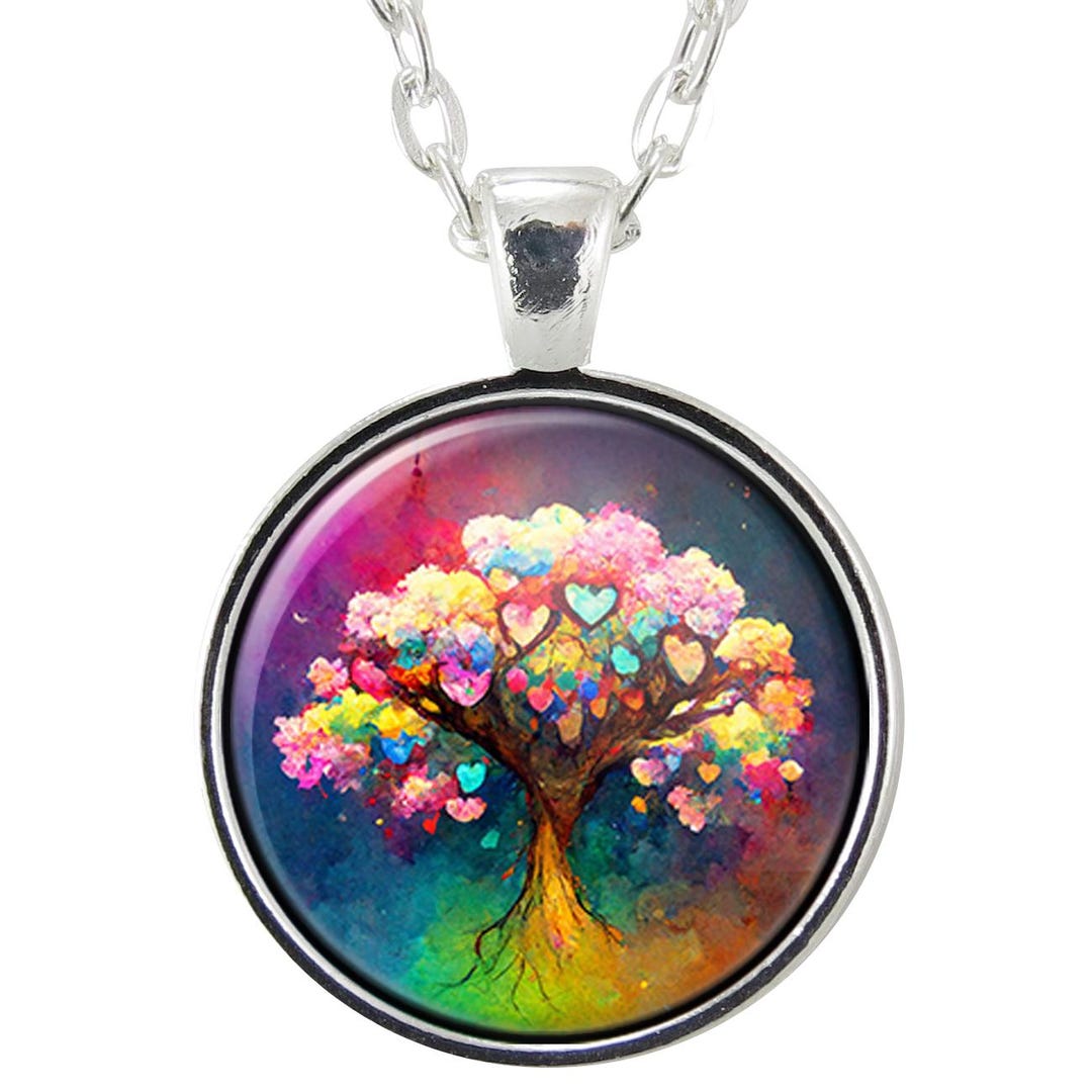 Rainbow Tree of Life Pendant Necklace, Forestcore Jewelry Charm ...