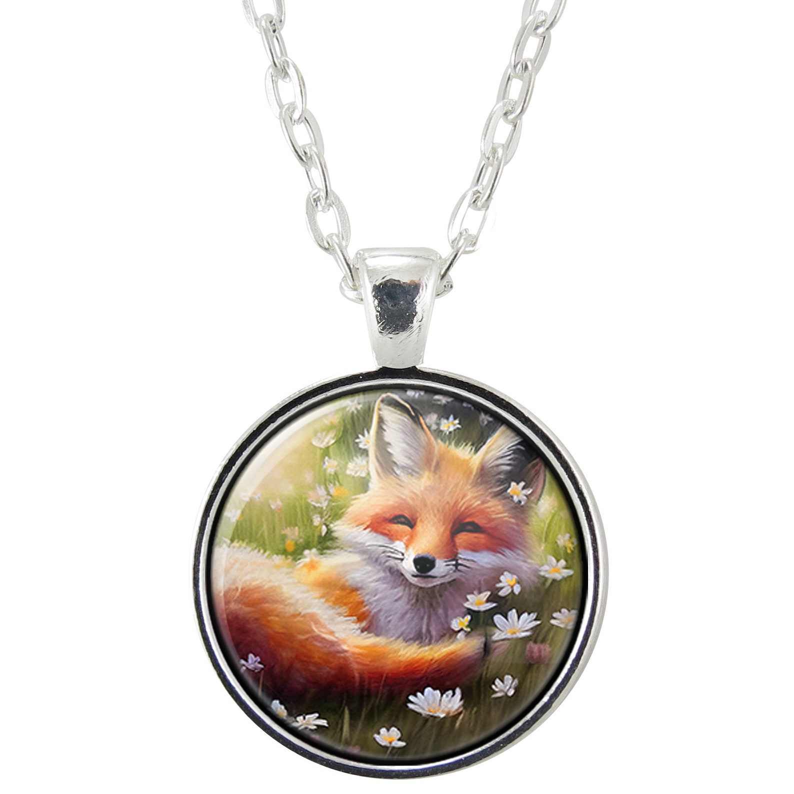 Red Fox Necklace, Handmade Illustrated Animal Pendant, Handcrafted ...
