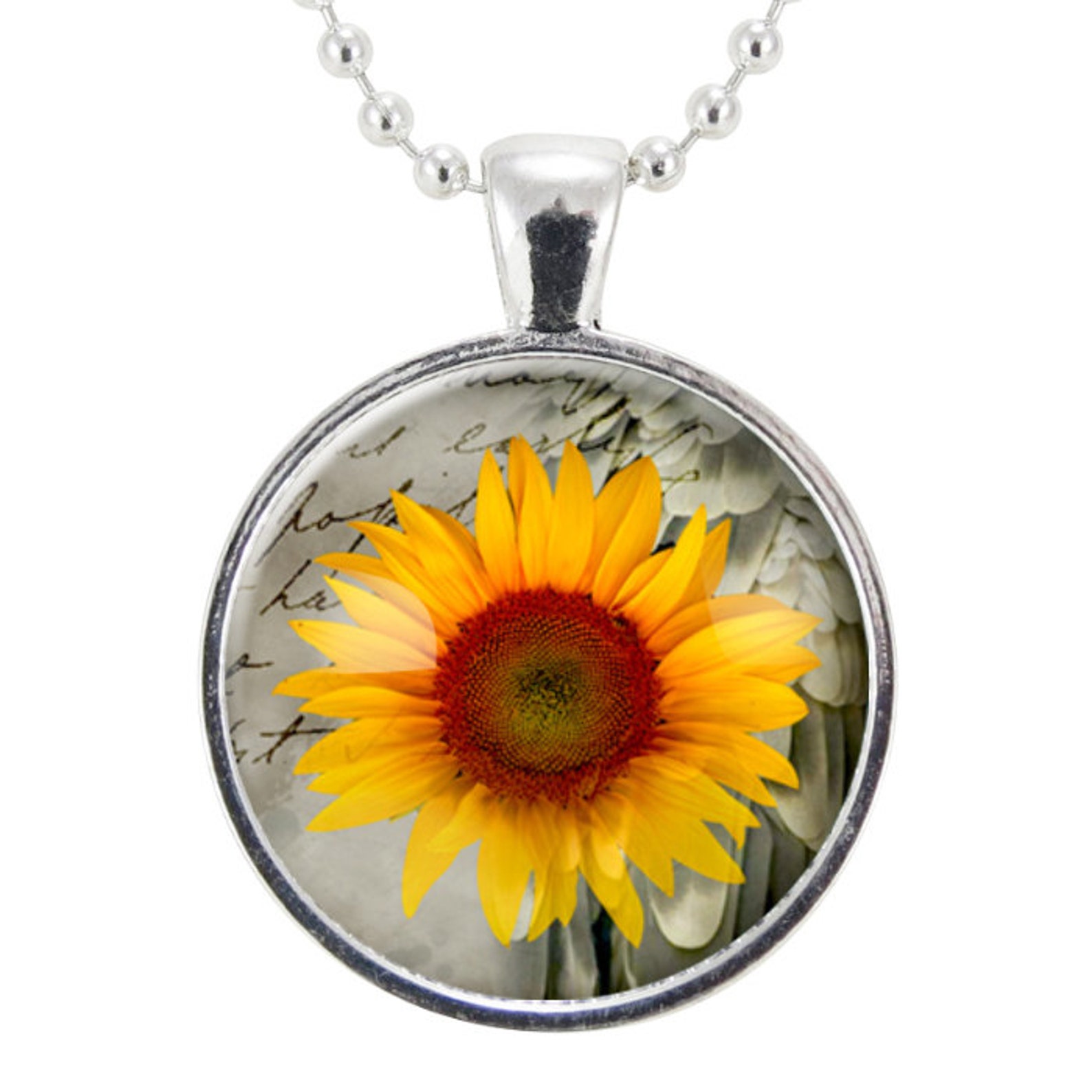 Sunflower Necklace Botanical Jewelry Flower Pendant | Etsy