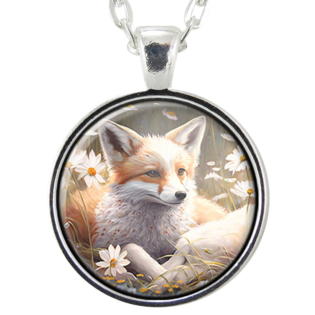 Red Fox Necklace, Handmade Illustrated Animal Pendant, Handcrafted ...