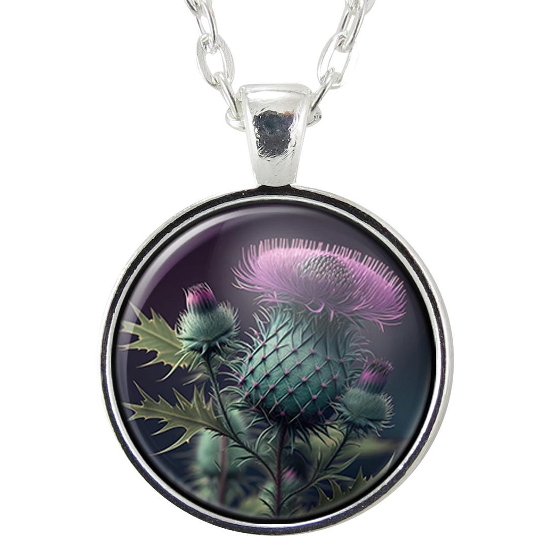 Scottish Thistle Flower Pendant Necklace, Scotland Flower Jewelry ...