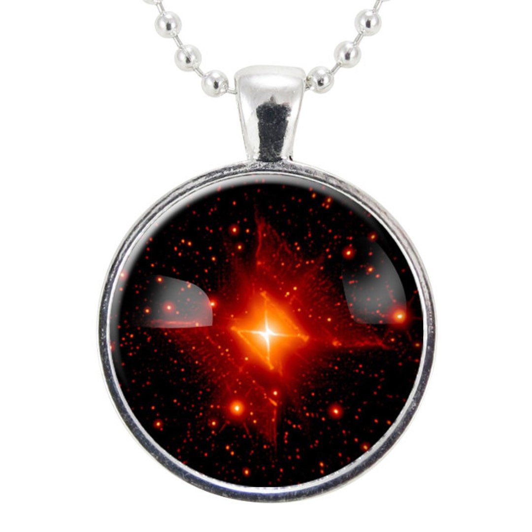 Red Square Nebula Necklace, Galaxy Jewelry, Universe Pendant ...