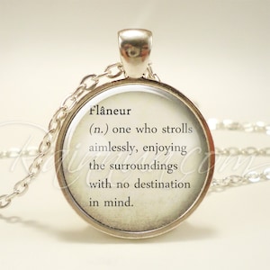 Flaneur Definition Necklace, French Word Dictionary Jewelry, Wanderlust ...